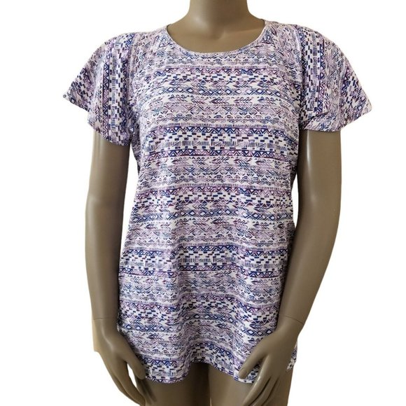 Cw Classics | Tops | Cw Classics Womens White Purple Blue Aztec Print ...